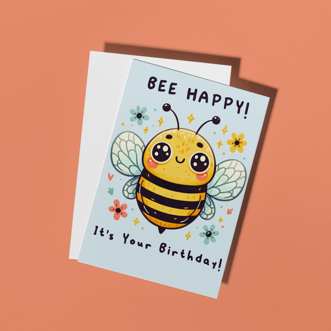 Bee Happy, Its Your Birthday Cute Bumblebee Birthday Card Personalized ...