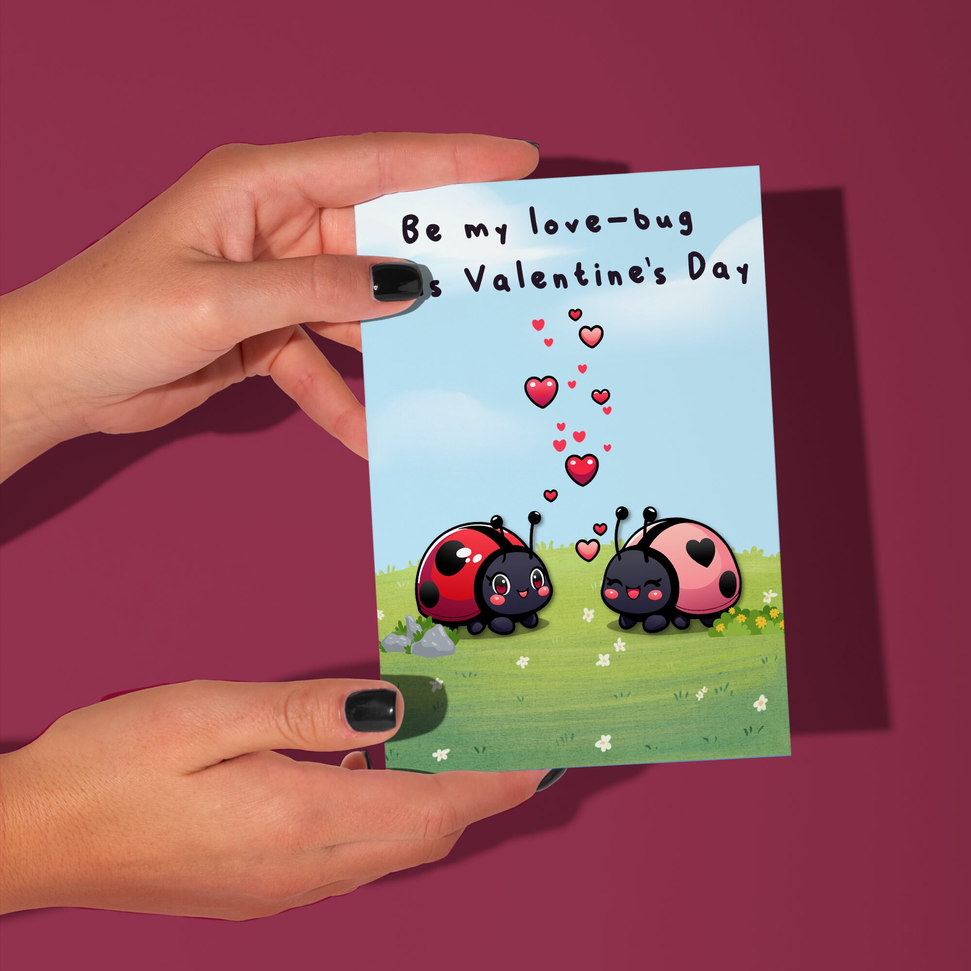 Kawaii Love-bug Valentines Day Greeting Card Ladybug Insect Love ...