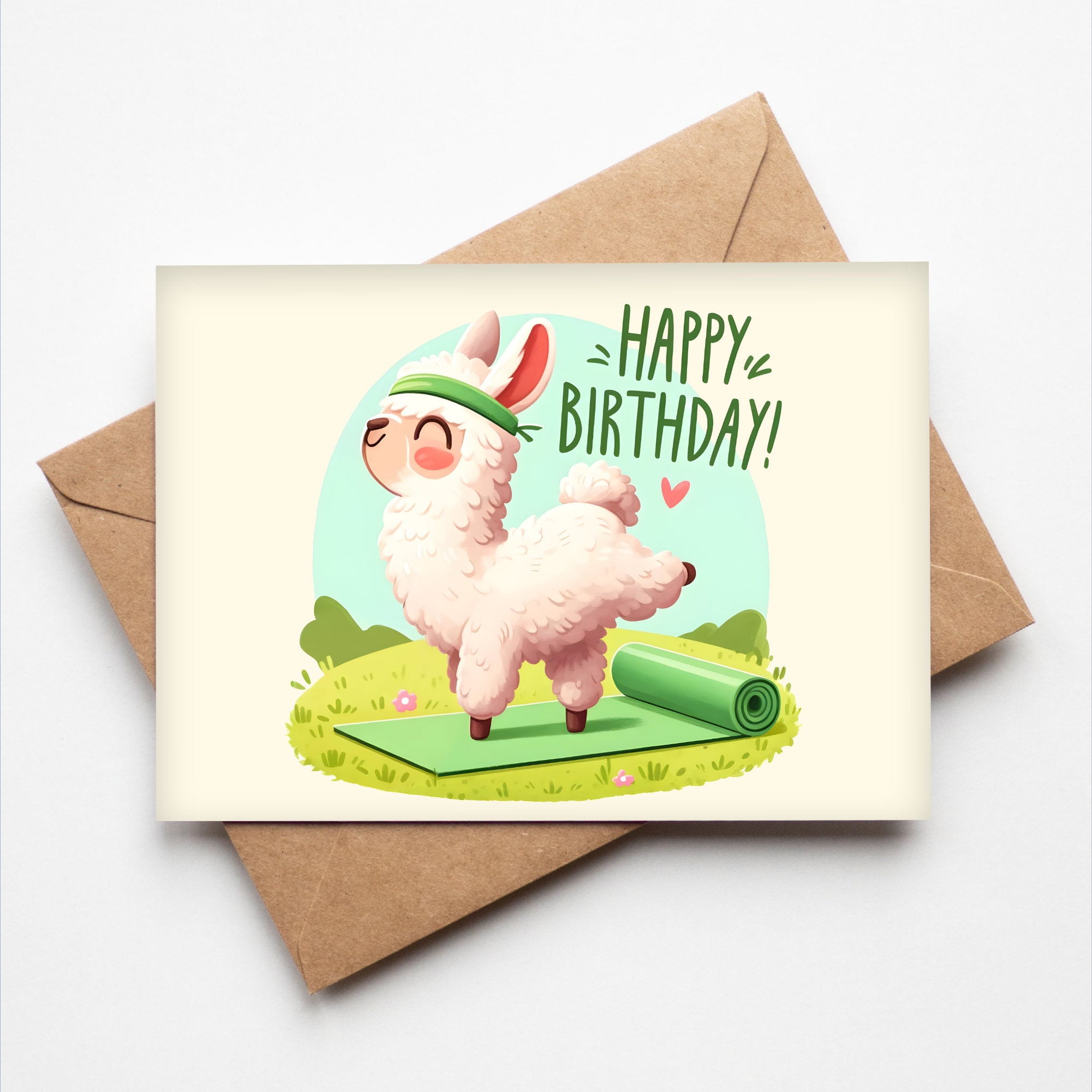 Llama Yoga Birthday Card for Yogi Friend Who Loves Yoga Llamaste Pun ...