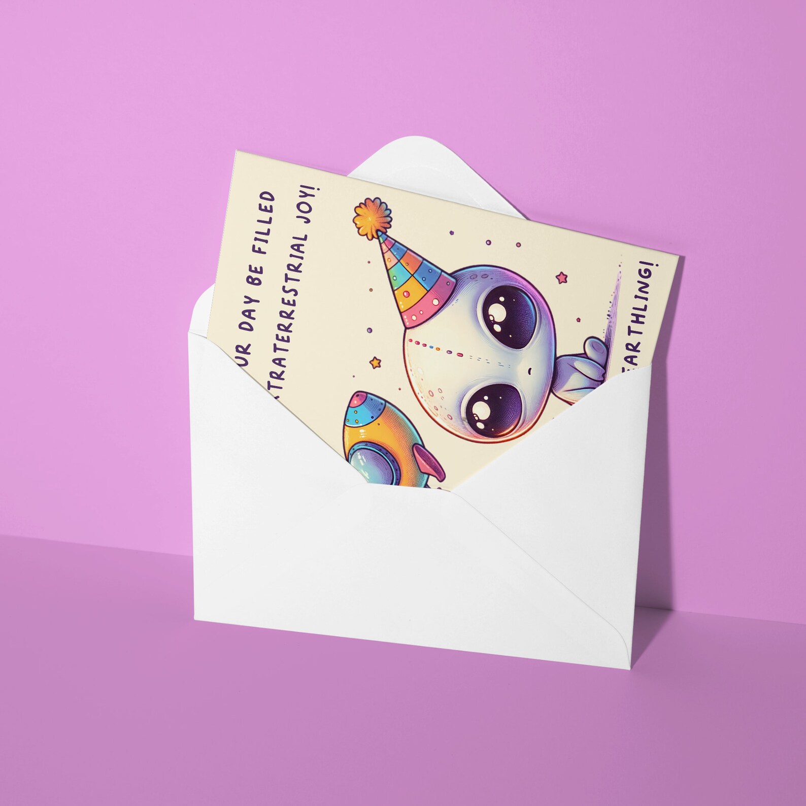 Cute Kawaii Alien Birthday Extraterrestrial Birthday Card for A Someone ...