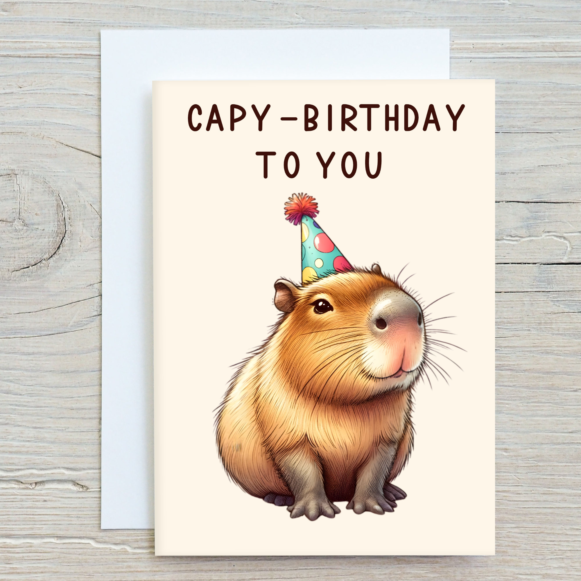 Happy Capybara Wishing You Capy Birthday Wearing A Birthday Hat Rodent ...