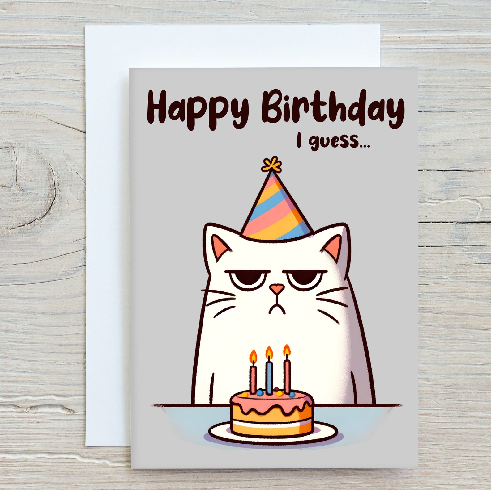 Grumpy Cat Birthday Card for Cat Lovers Kittens Not Amused Annoyed ...