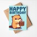 Cute Beaver Birthday Card With Wood Cake Punny Party Card for Kids ...