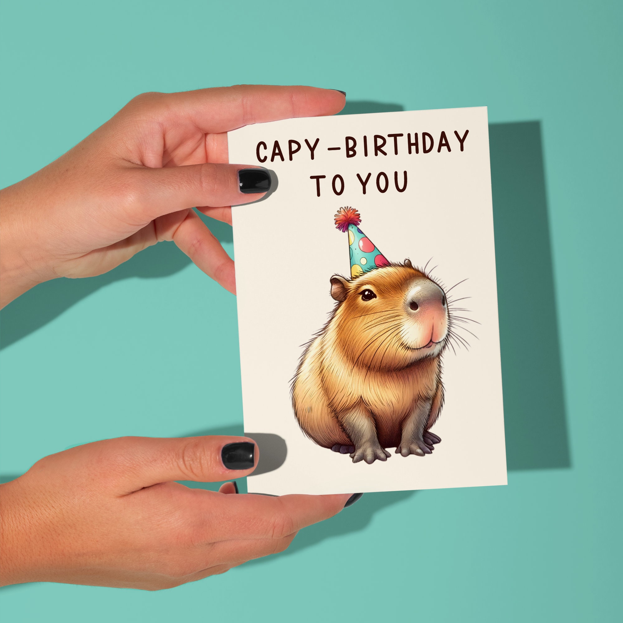 Happy Capybara Wishing You Capy Birthday Wearing A Birthday Hat Rodent ...