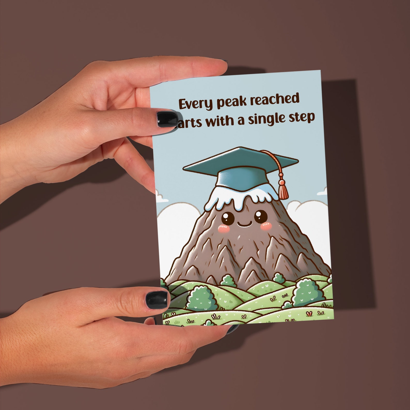 Kawaii Graduation Motivational Card Cute Mountain Wearing Graduation ...
