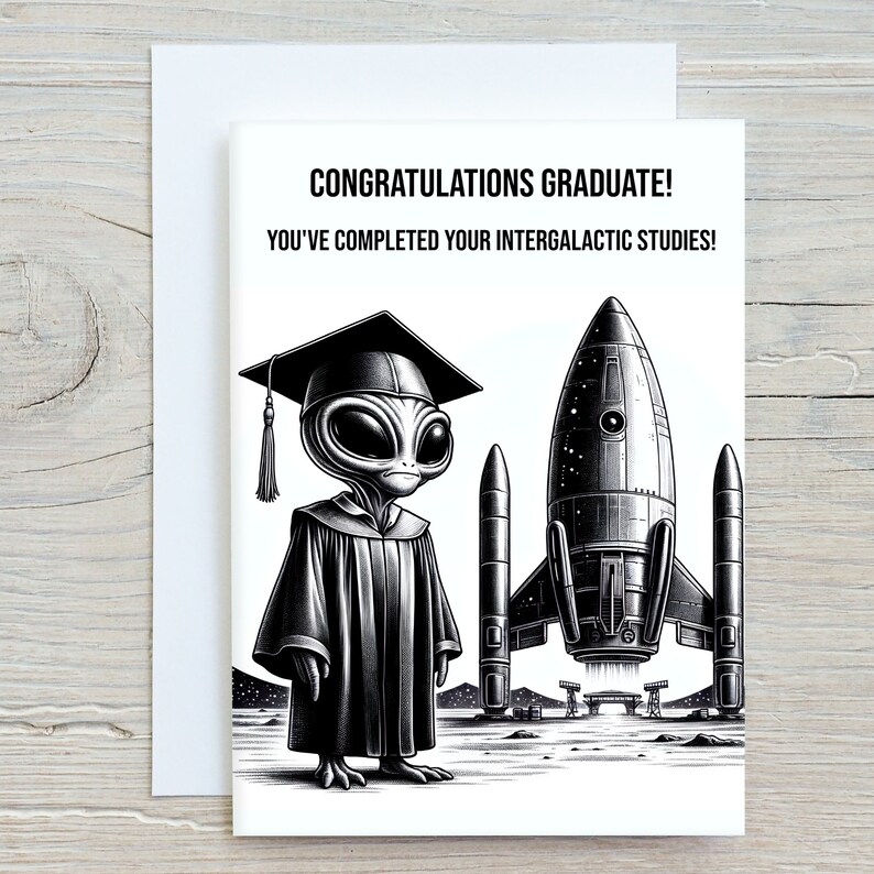 Vintage Alien Graduation Card to Congratulate A Graduate Astronomy ...