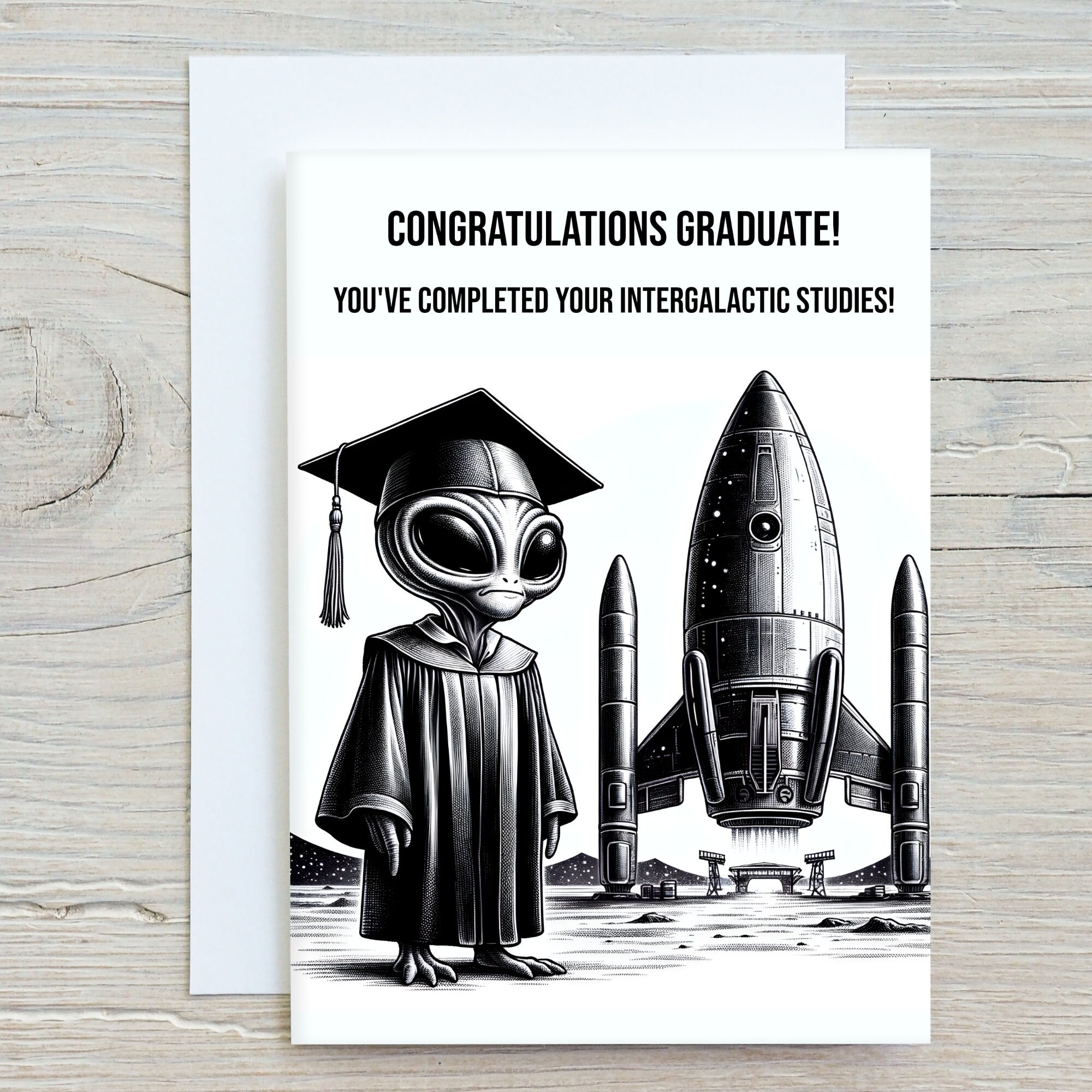 Vintage Alien Graduation Card to Congratulate A Graduate Astronomy ...