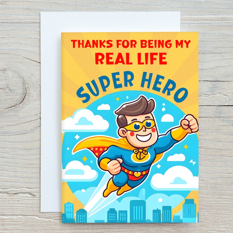 Superhero Fathers Day Card for Hero Father Who is My Super Hero Daddy ...