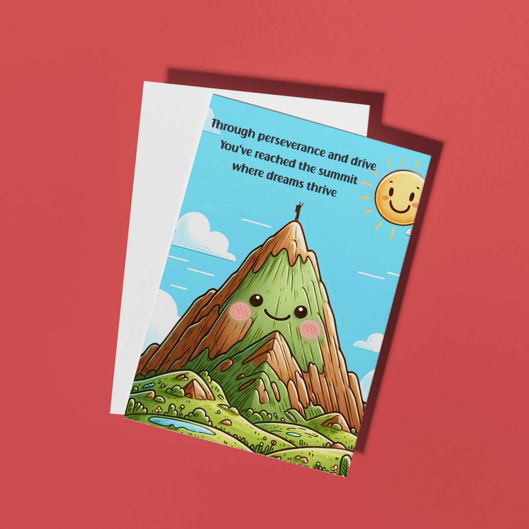 Cute Motivational Mountain Card for Successful Students Who Loves ...