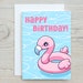 Flamingo Birthday Card for A Summer Pool Party Happy Birthday Flamingo ...