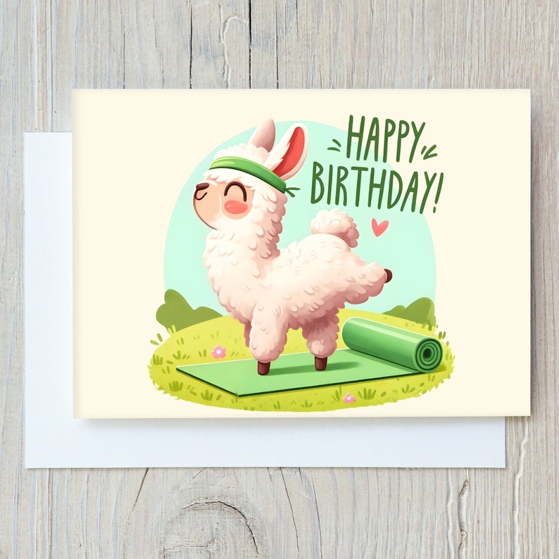 Llama Yoga Birthday Card for Yogi Friend Who Loves Yoga Llamaste Pun ...