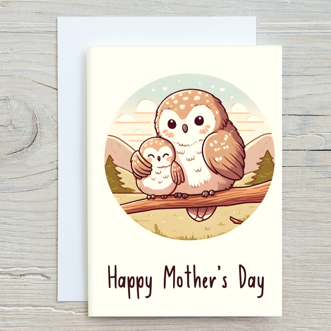 Owl Mothers Day Card for the Most Wise Mom Who Loves Owls and Cute Farm ...