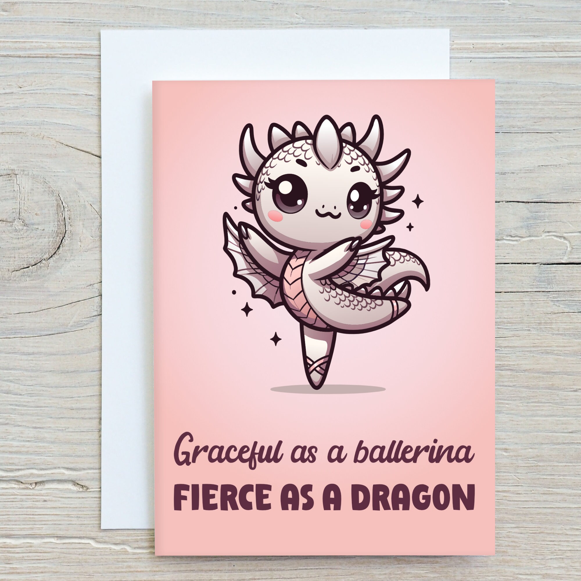 Elegant Dragon Ballerina Encouragement Card for Ballet Recital and ...