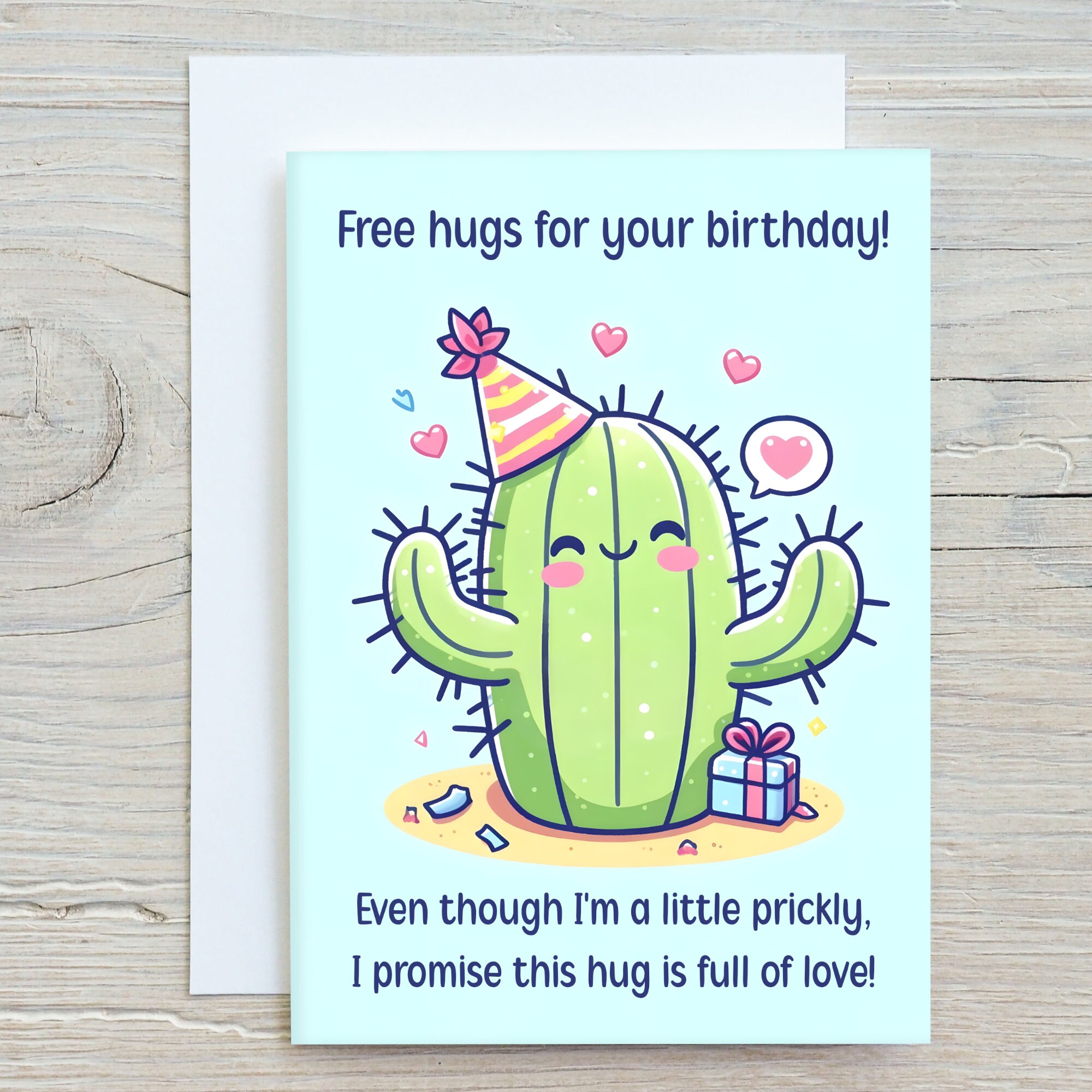 Free Hugs Cactus Birthday Card for Someone Who Loves Succulent Cactus ...