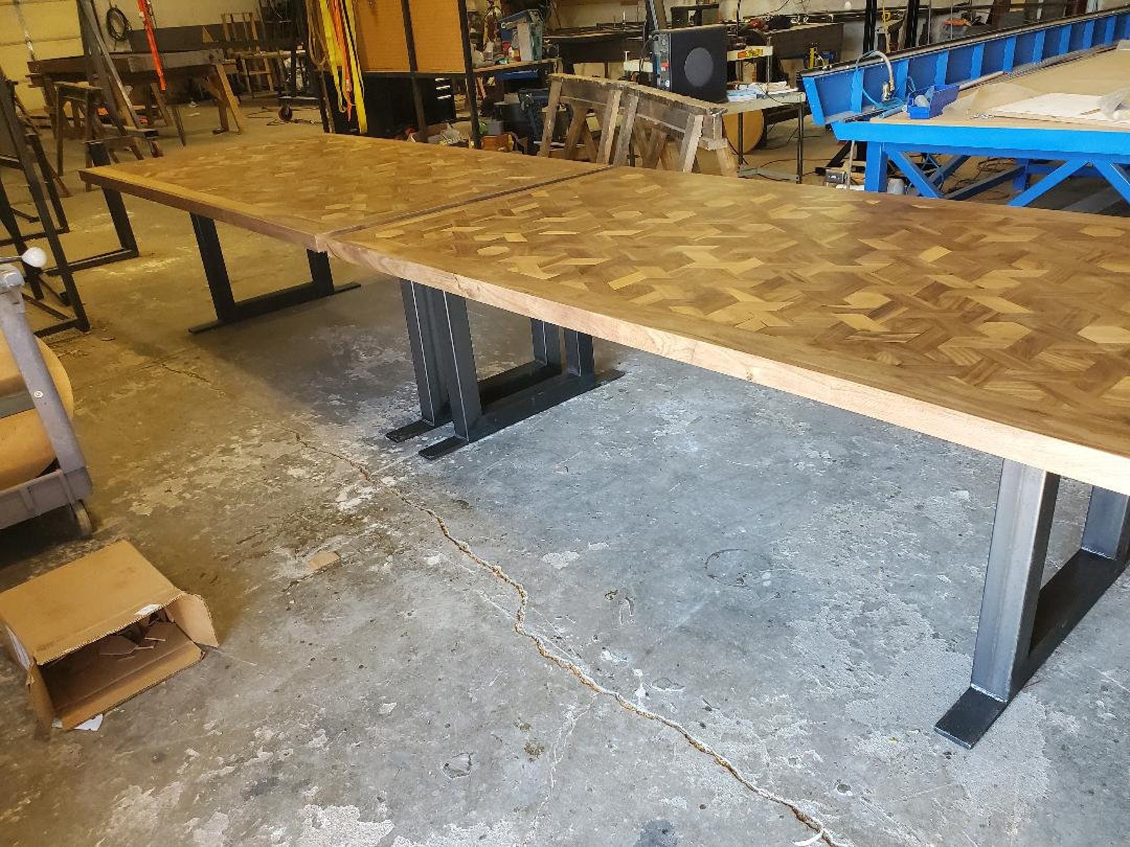 Large Modern Industrial Walnut Patterned Conference Table, Custom ...
