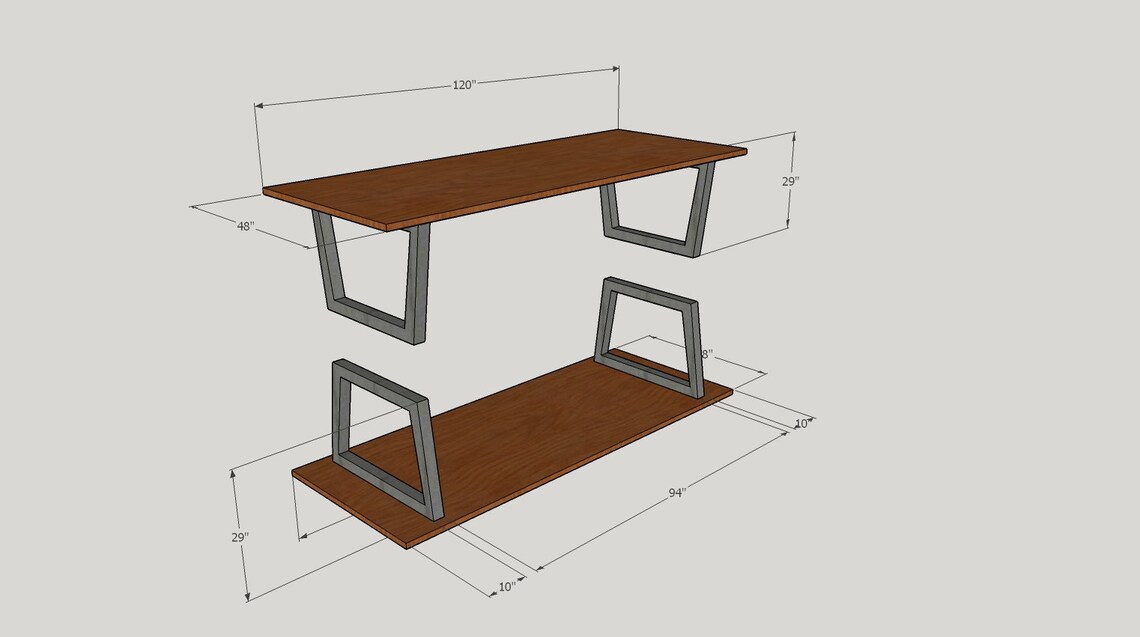 Modern Industrial Conference Table, Handmade Walnut and Steel Office ...