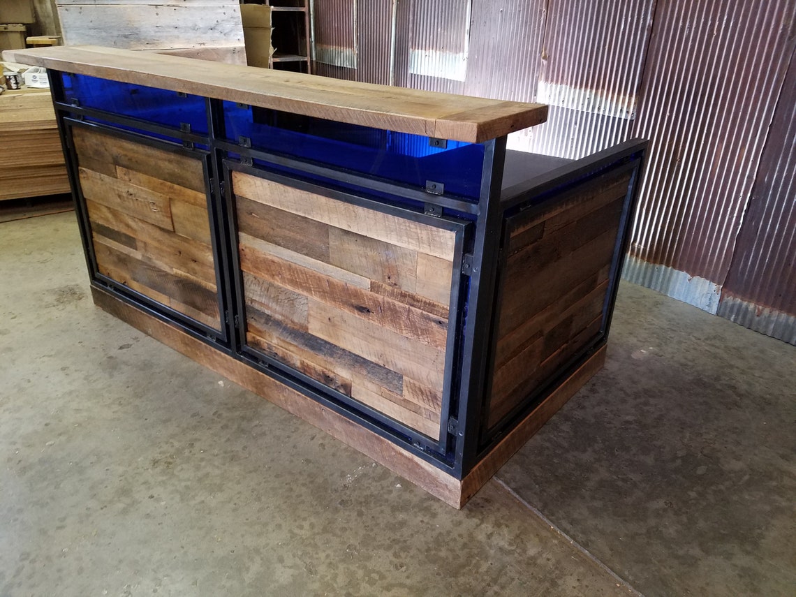 Handmade Custom Industrial Reception Desk, Steel and Wood Entry Counter ...