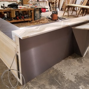 Custom Modern Reception Desk, Aluminum Clad Customer Counter, Unique ...