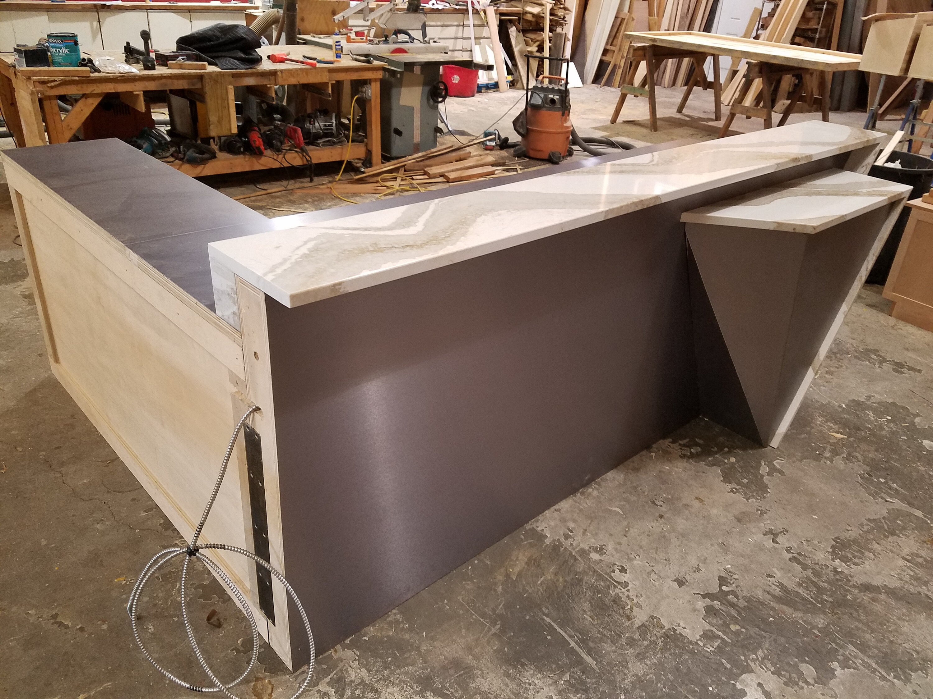 Custom Modern Reception Desk, Aluminum Clad Customer Counter, Unique ...