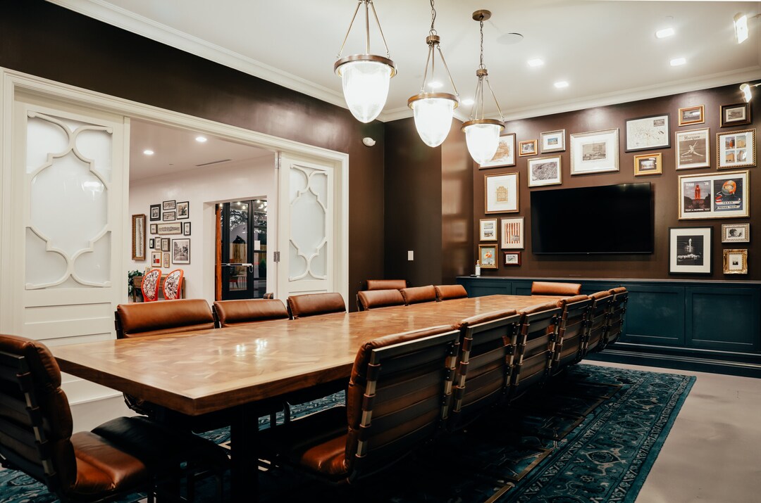 Large Modern Industrial Walnut Patterned Conference Table, Custom ...