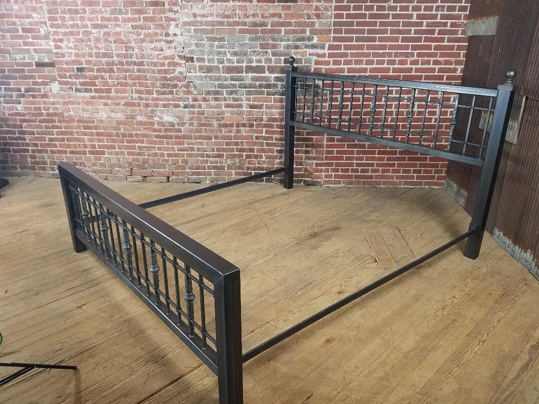 Custom Handmade Wood and Steel Bed, Modern Industrial Steel Bed Frame ...