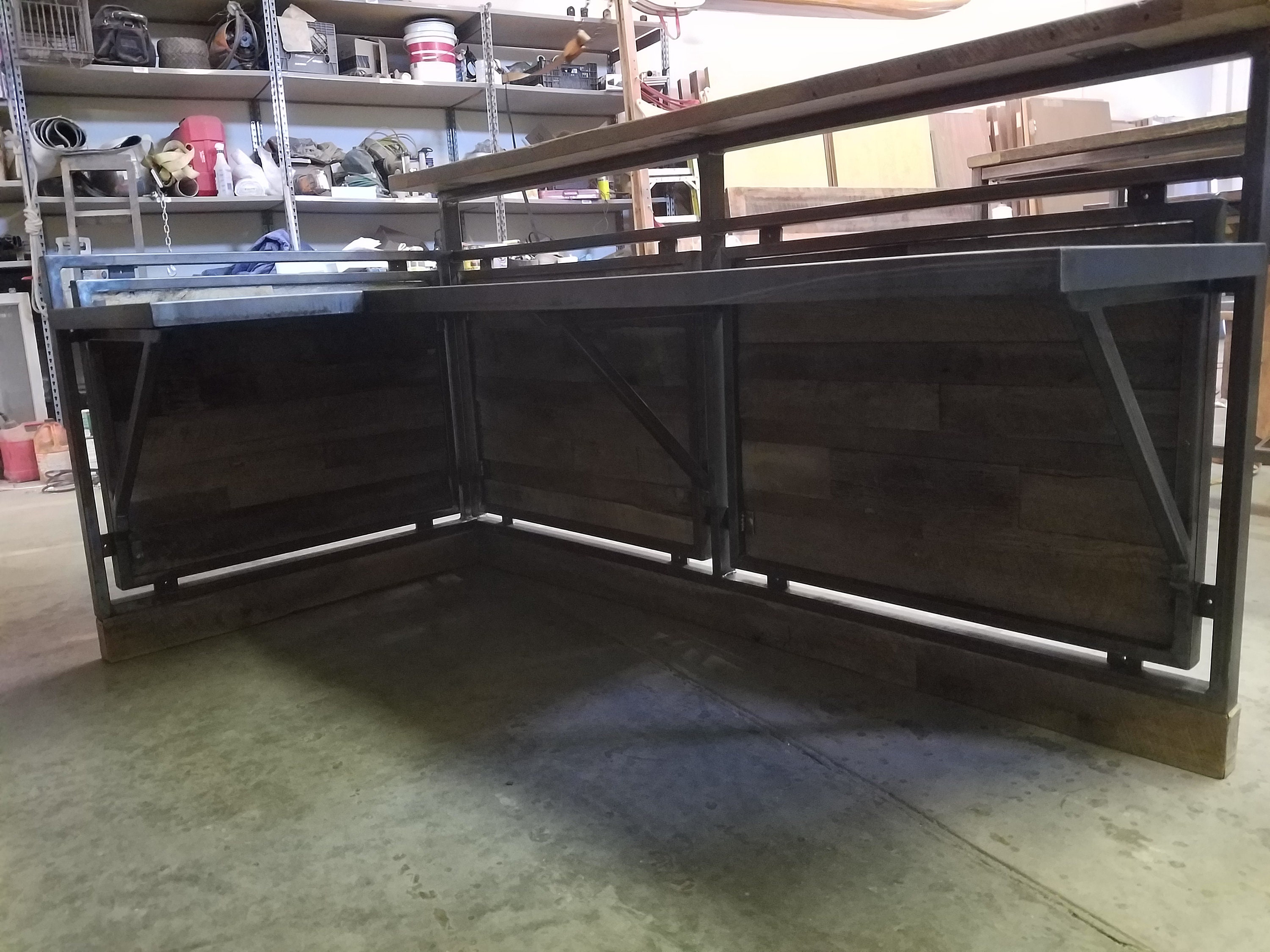 Handmade Custom Industrial Reception Desk, Steel and Wood Entry Counter ...