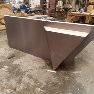 Custom Modern Reception Desk, Aluminum Clad Customer Counter, Unique ...