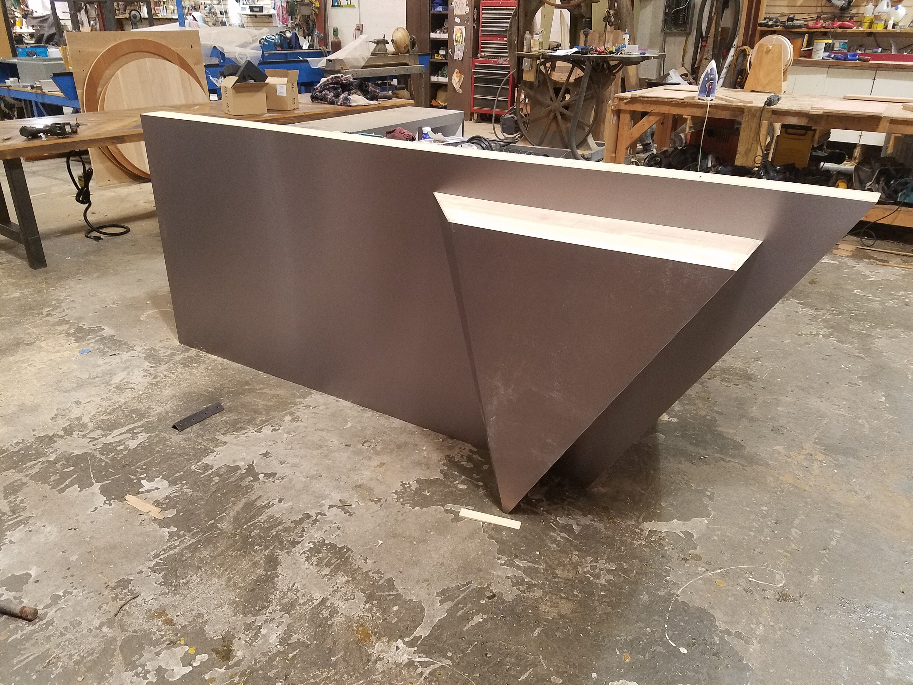 Custom Modern Reception Desk, Aluminum Clad Customer Counter, Unique ...