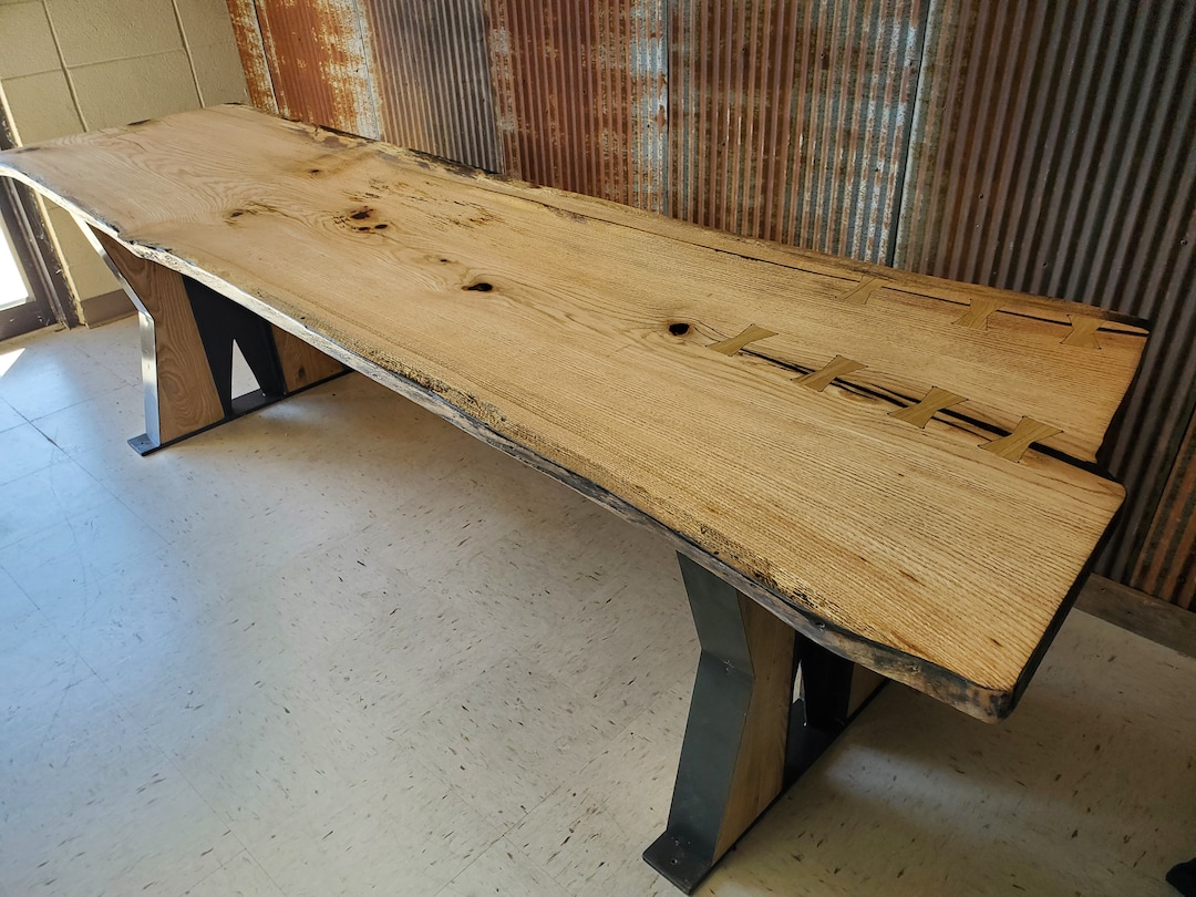 Custom Live Edge Wood Slab Table, Large Handmade Natural Conference ...