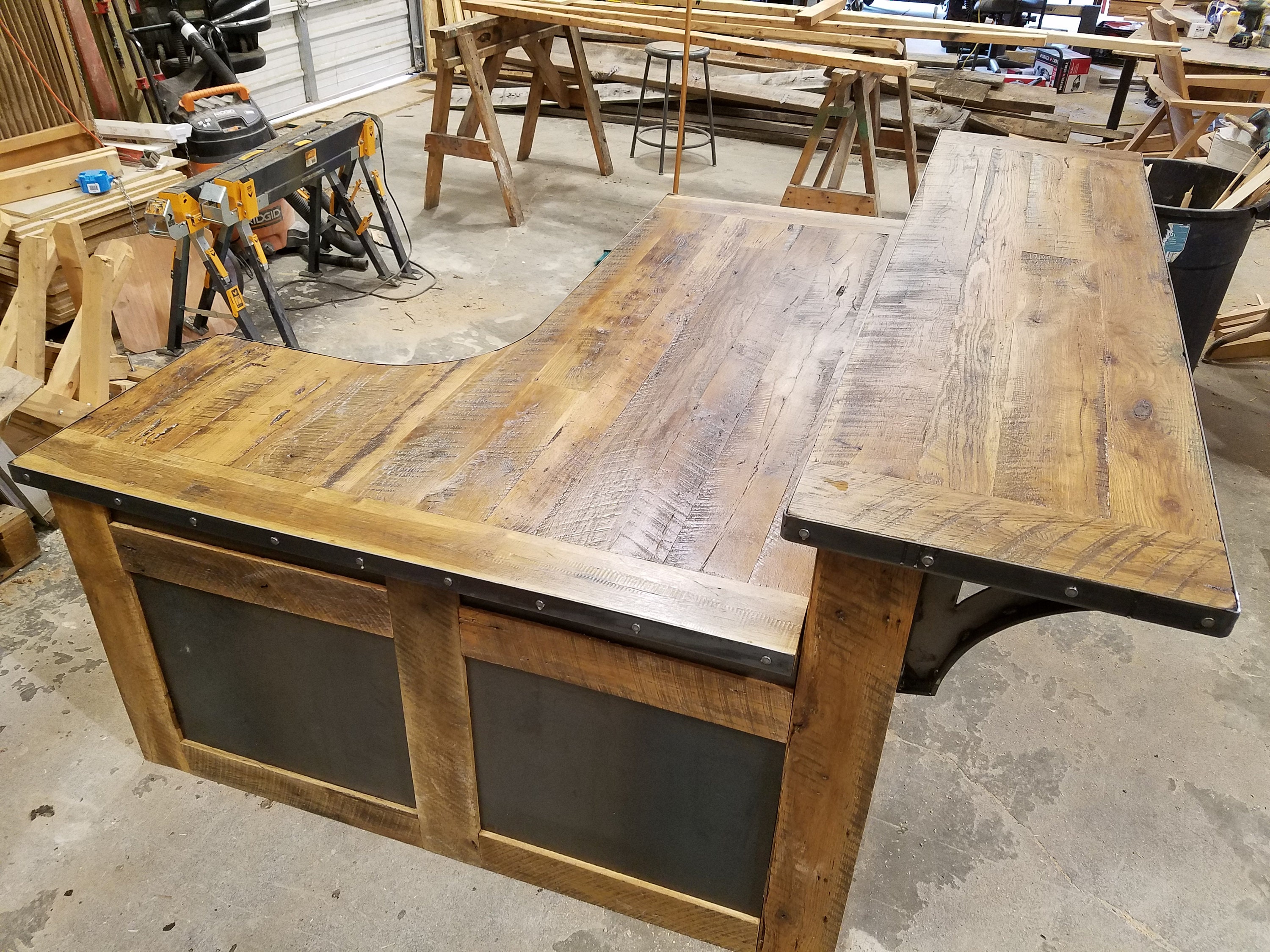 Handmade Modern Industrial Reception Desk, Steel and Wood Entry Counter ...