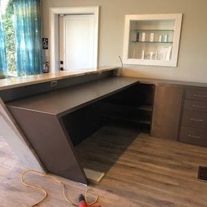 Custom Modern Reception Desk, Aluminum Clad Customer Counter, Unique ...