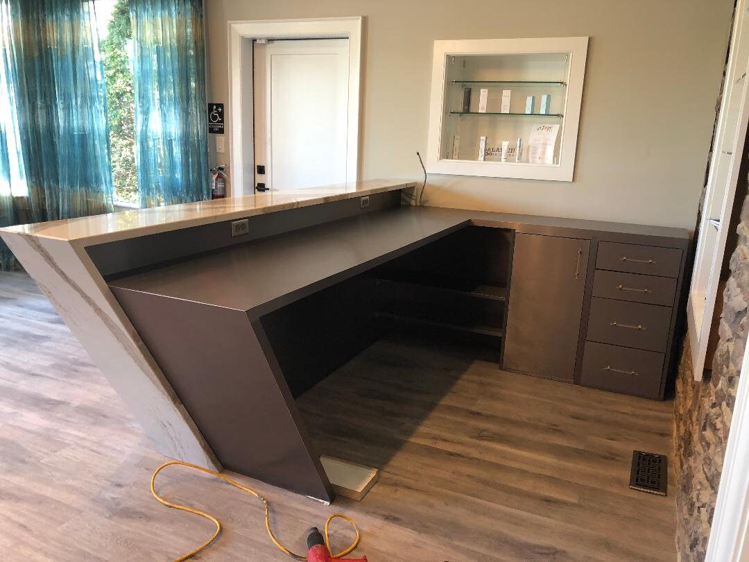 Custom Modern Reception Desk, Aluminum Clad Customer Counter, Unique ...