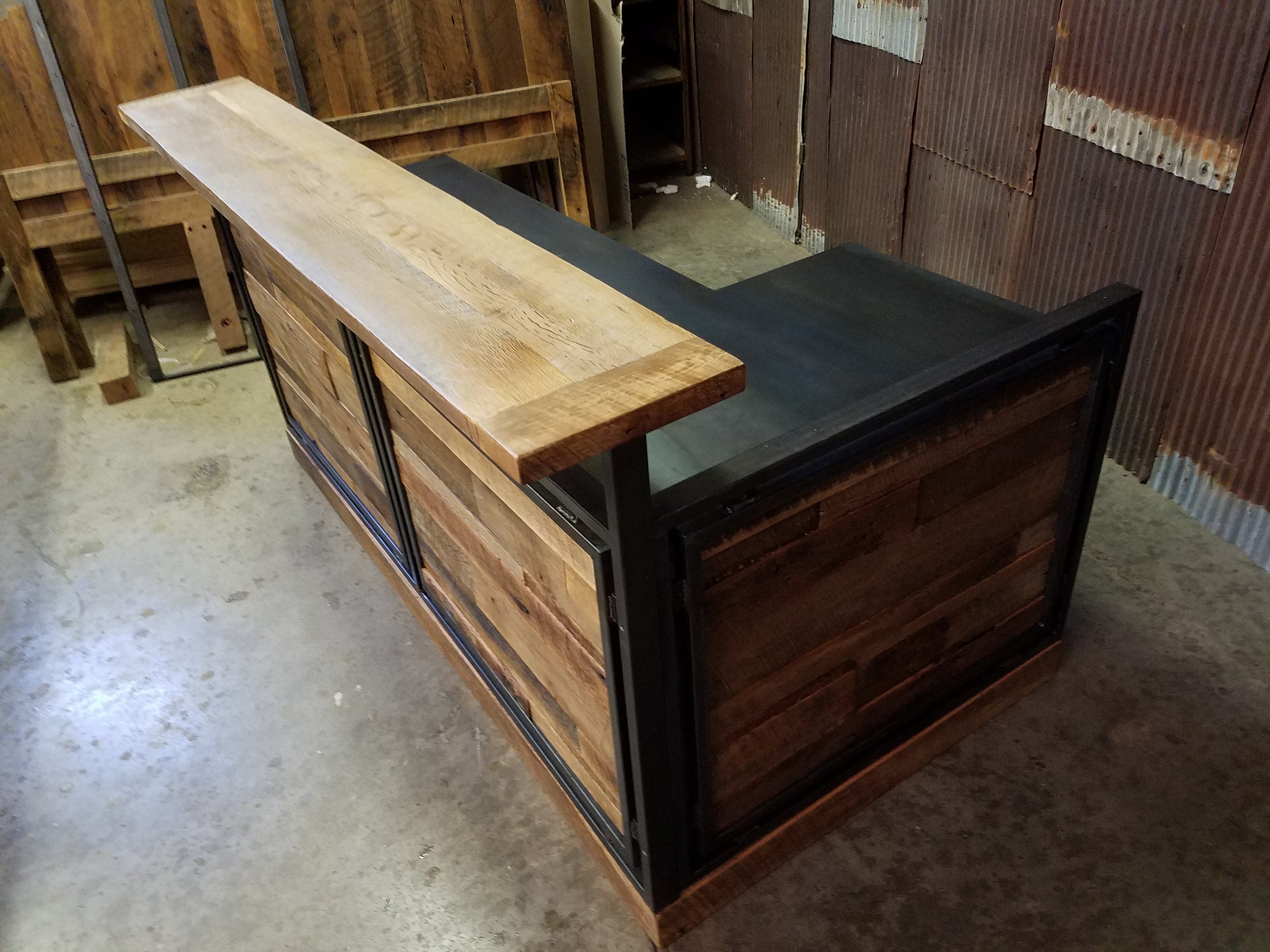 Handmade Custom Industrial Reception Desk, Steel and Wood Entry Counter ...