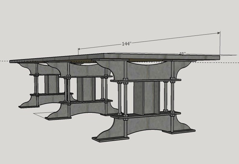 Large Custom Industrial I-beam Conference Table, Massive Reclaimed Wood ...