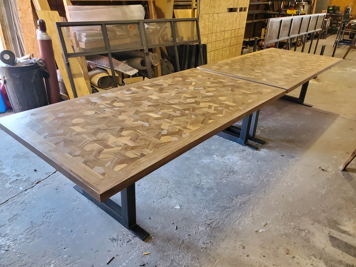 Large Modern Industrial Walnut Patterned Conference Table, Custom ...