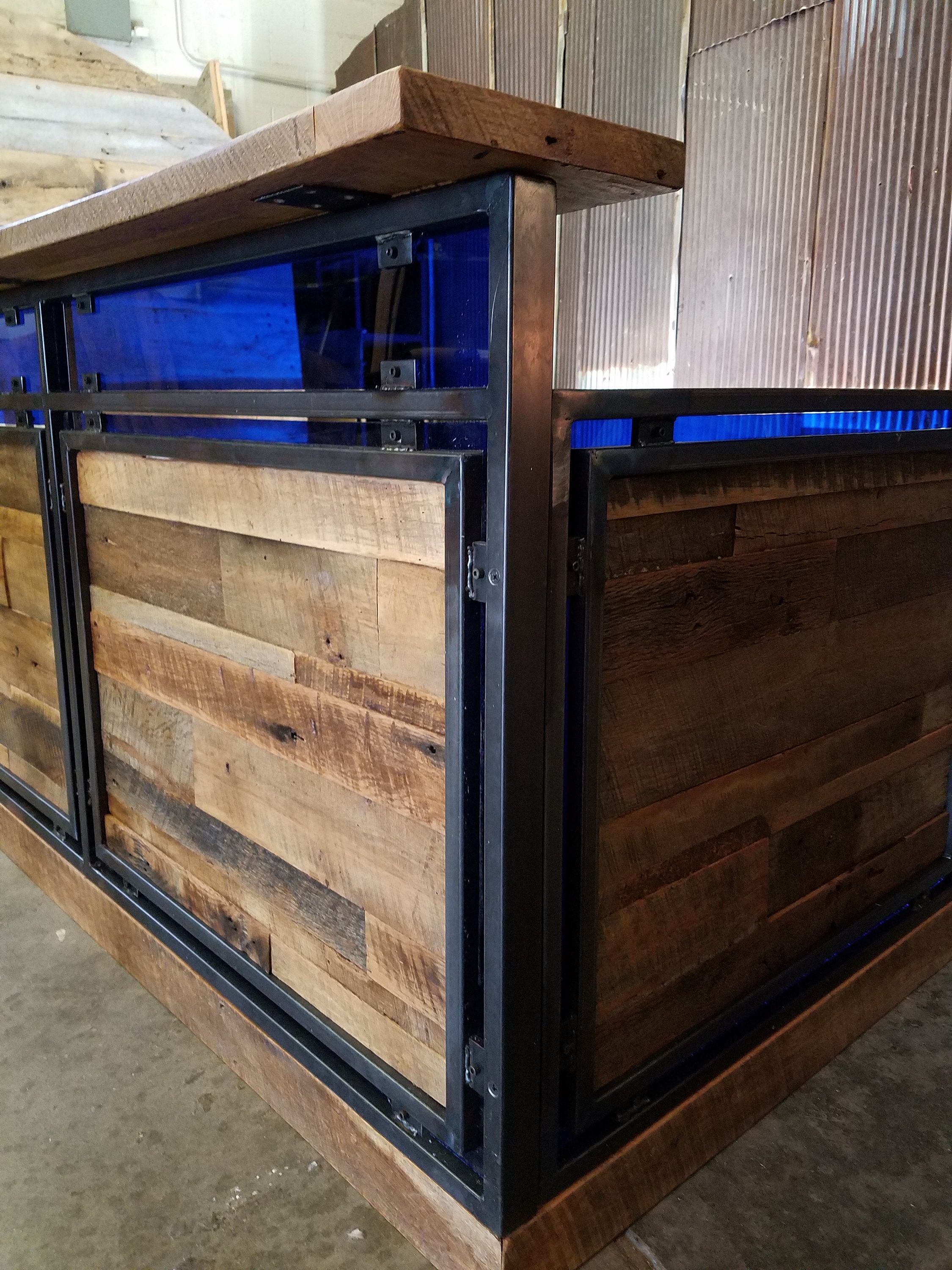 Handmade Custom Industrial Reception Desk, Steel and Wood Entry Counter ...