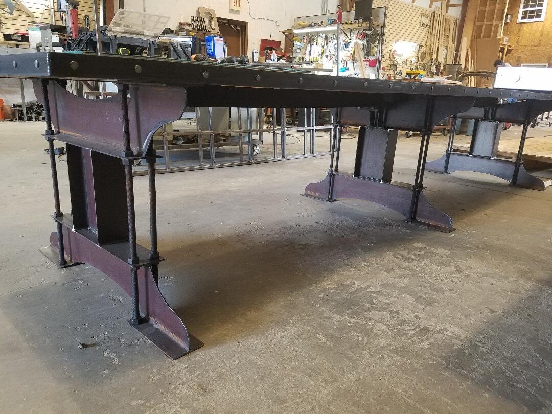 Large Custom Industrial I-beam Conference Table, Massive Reclaimed Wood ...