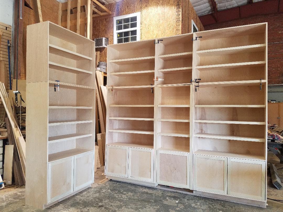Custom Designed Library Bookshelf System W/ Hidden Door, Handmade ...
