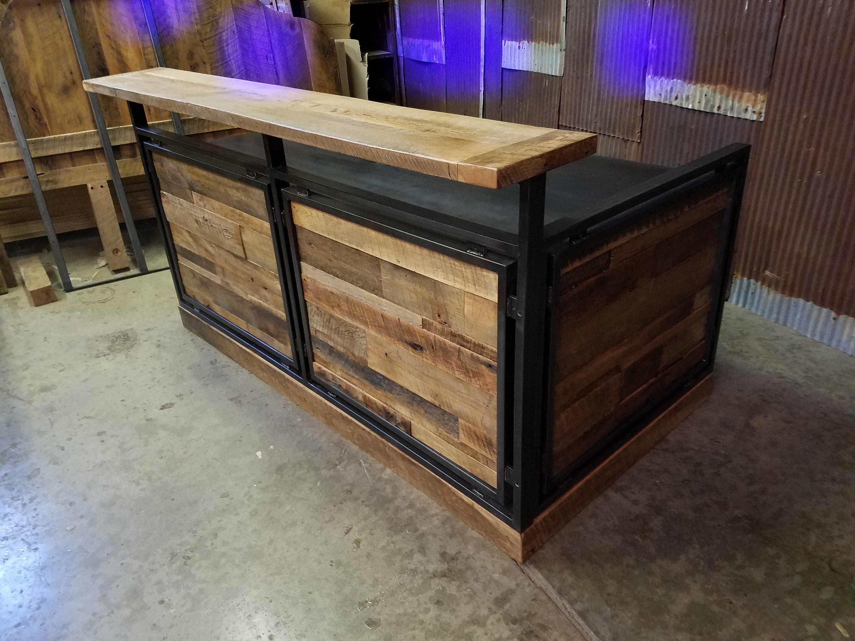 Handmade Custom Industrial Reception Desk, Steel and Wood Entry Counter ...