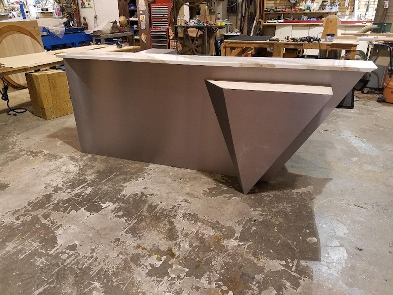 Custom Modern Reception Desk, Aluminum Clad Customer Counter, Unique ...