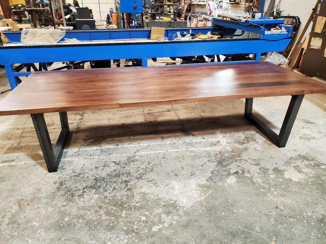 Modern Industrial Conference Table, Handmade Walnut and Steel Office Table, Custom Crafted Solid ...