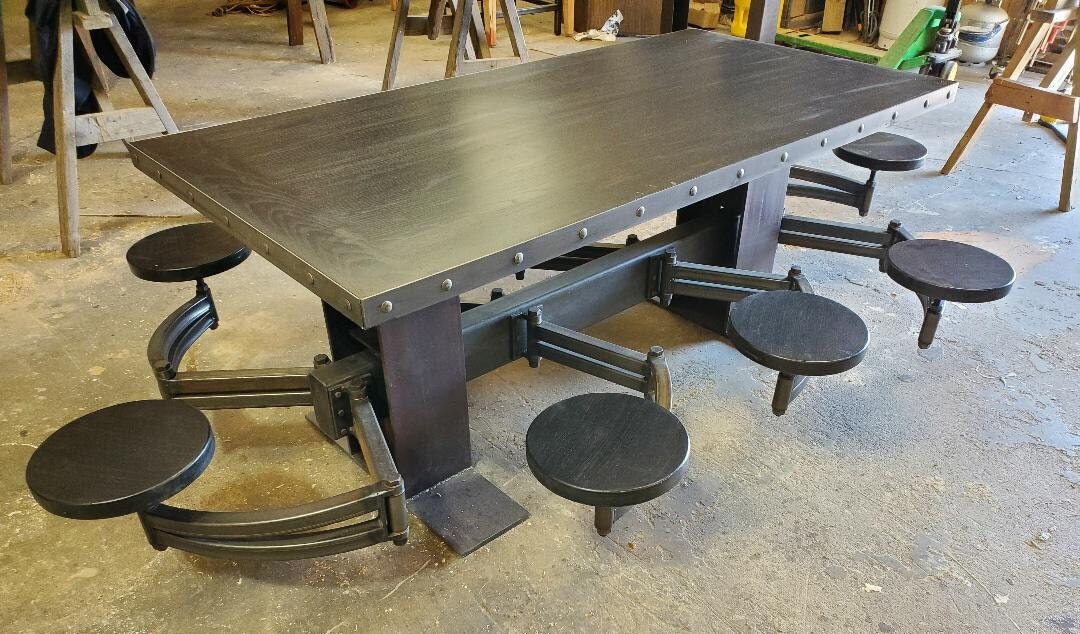 Custom Industrial Conference Table With Swing Out Seating | Heavy Duty ...