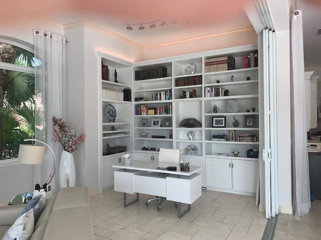 Custom Designed Library Bookshelf System W/ Hidden Door, Handmade ...