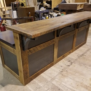 Custom Modern Industrial Reception Desk, Handmade Steel and Wood Entry ...