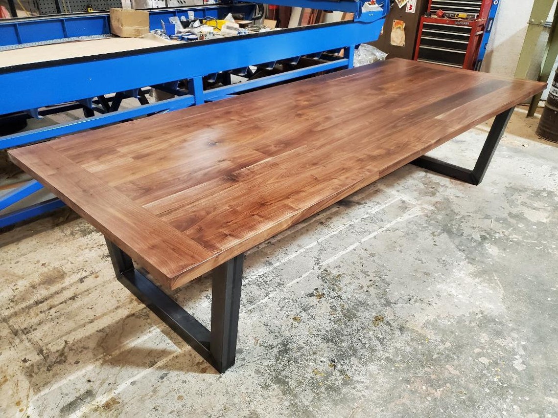 Modern Industrial Conference Table, Handmade Walnut and Steel Office ...