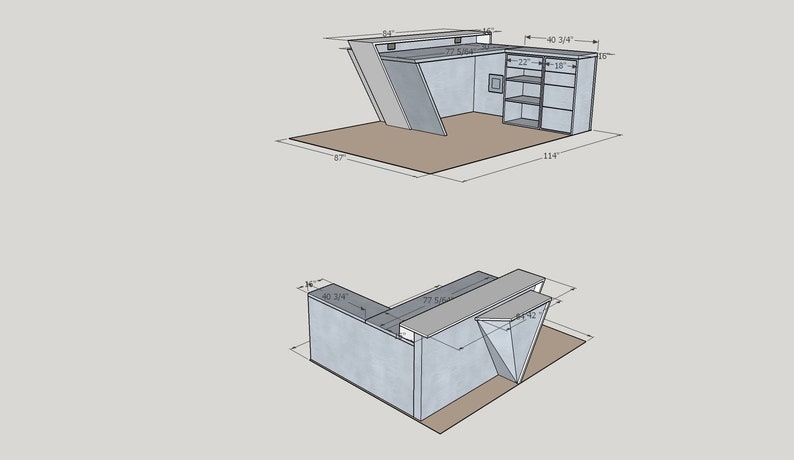 Custom Modern Reception Desk, Aluminum Clad Customer Counter, Unique ...