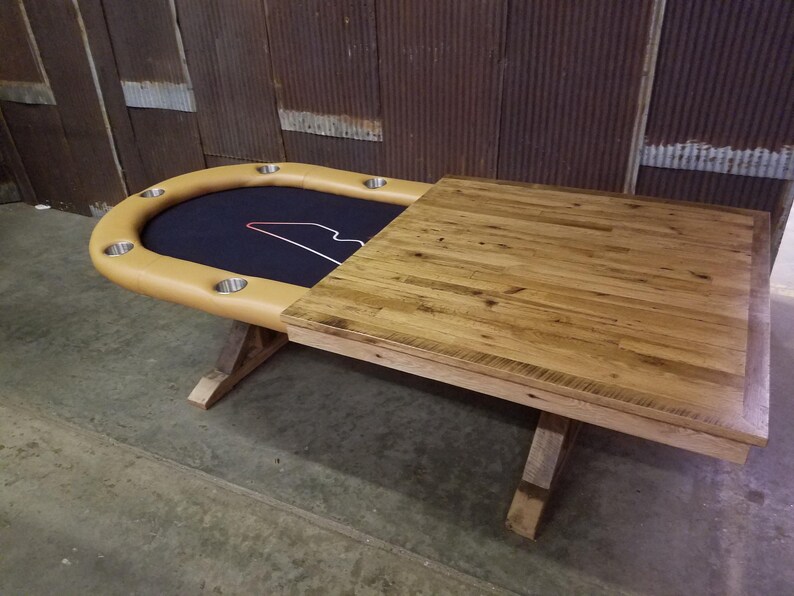 Custom Reclaimed Wood Poker Table, Hidden Game Table, Handmade Card ...