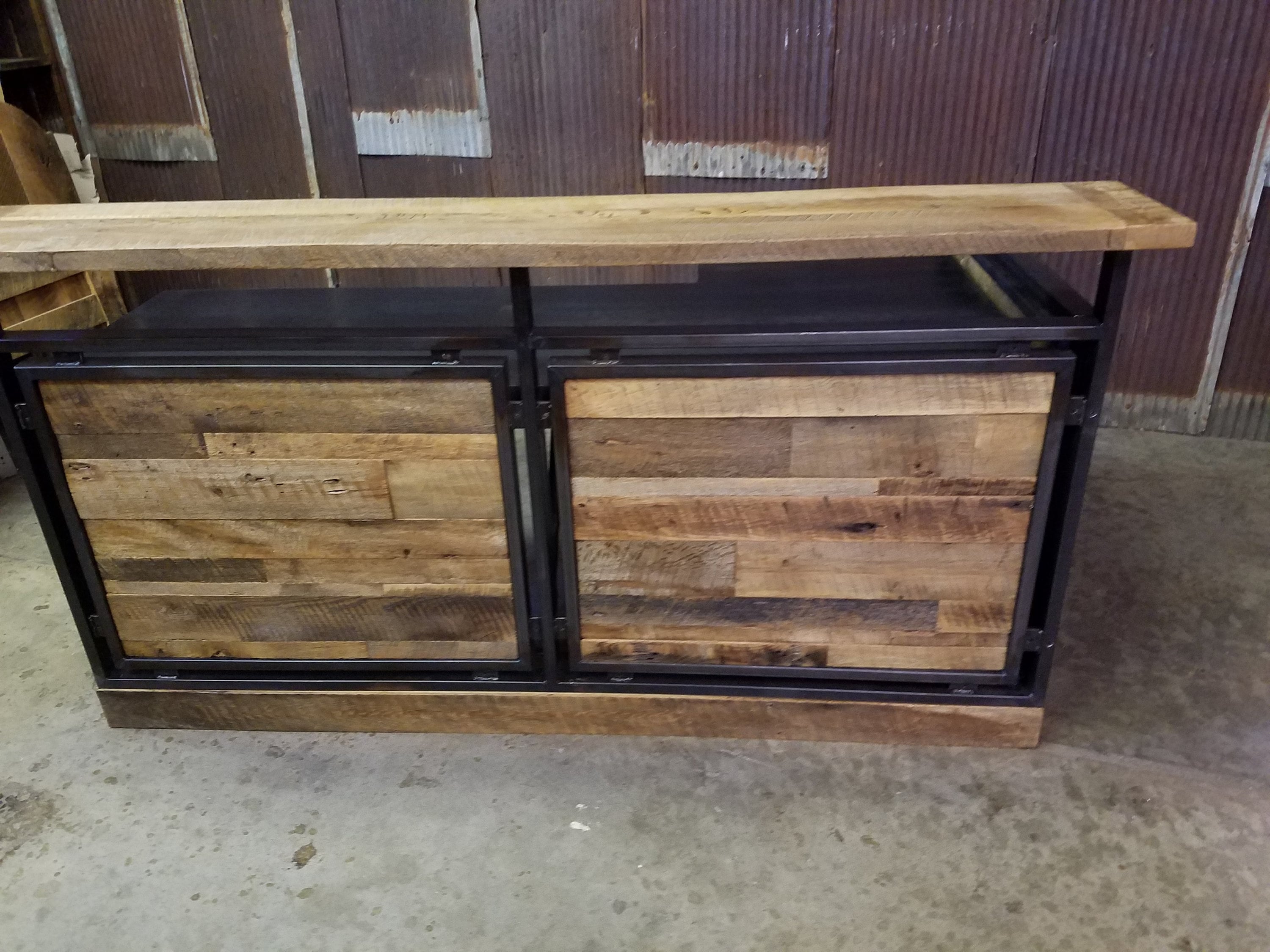 Handmade Custom Industrial Reception Desk, Steel and Wood Entry Counter ...