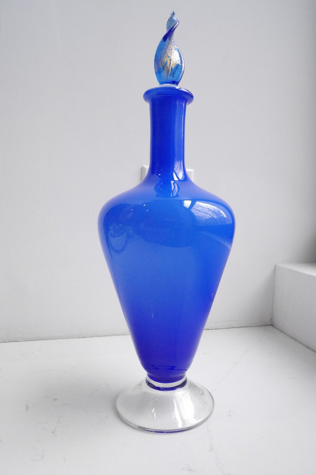 Balboa Blue Murano Glass Bottle/decanter With Blue and Gold Leaf ...