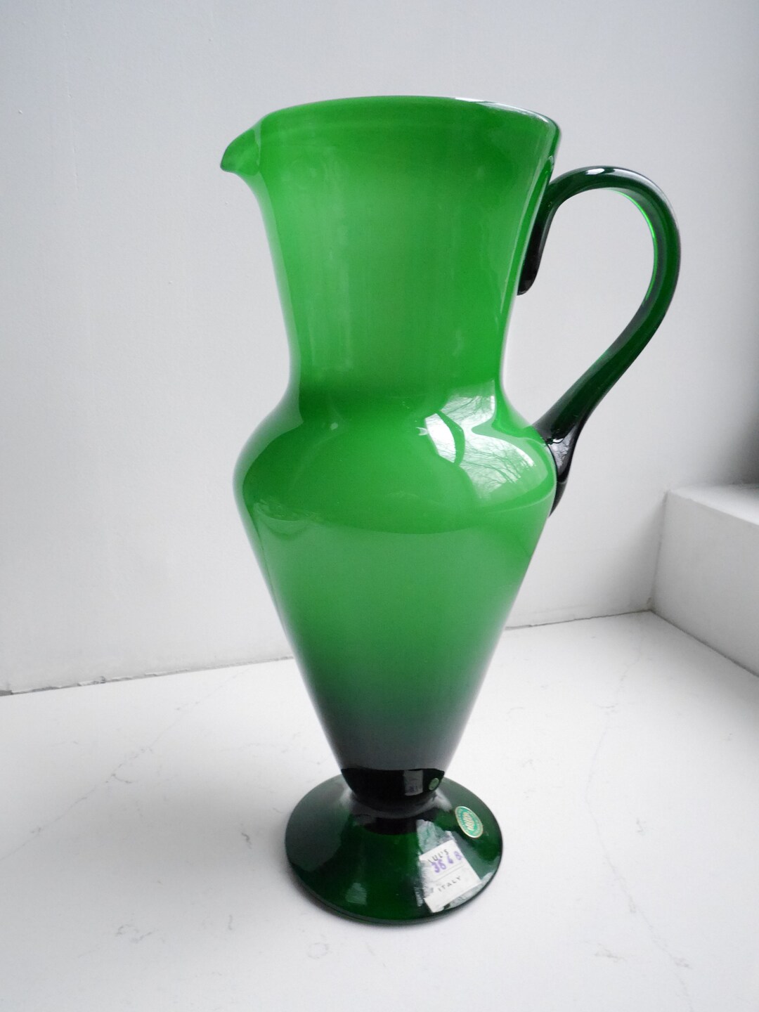 Balboa Green Murano Glass Vase and Pitcher - Midcentury Vintage - Etsy